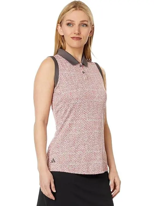 Adidas Ultimate365 Jacquard Sleeveless Polo - Black