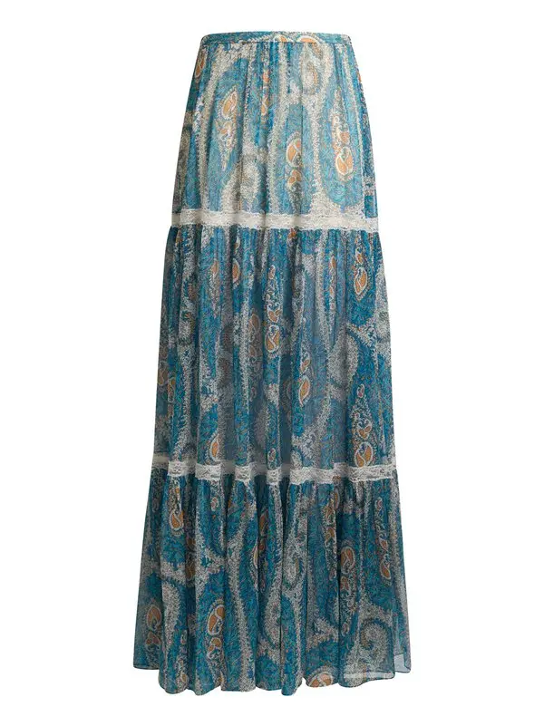 Etro Tiered Silk Maxi Skirt - Print