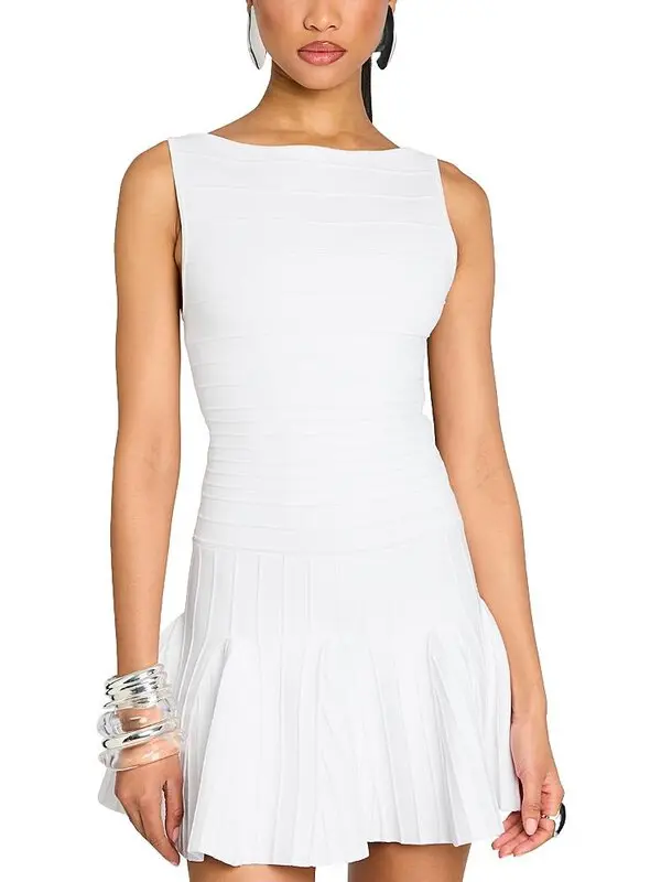 Retrofete Audrina Metallic Knit Dress - White