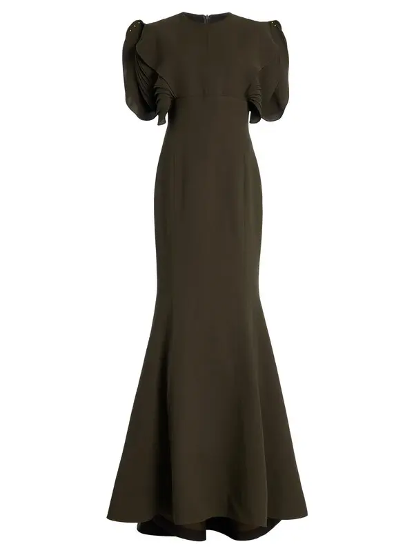 CARLA ZAMPATTI Petal-sleeve Gown - Green