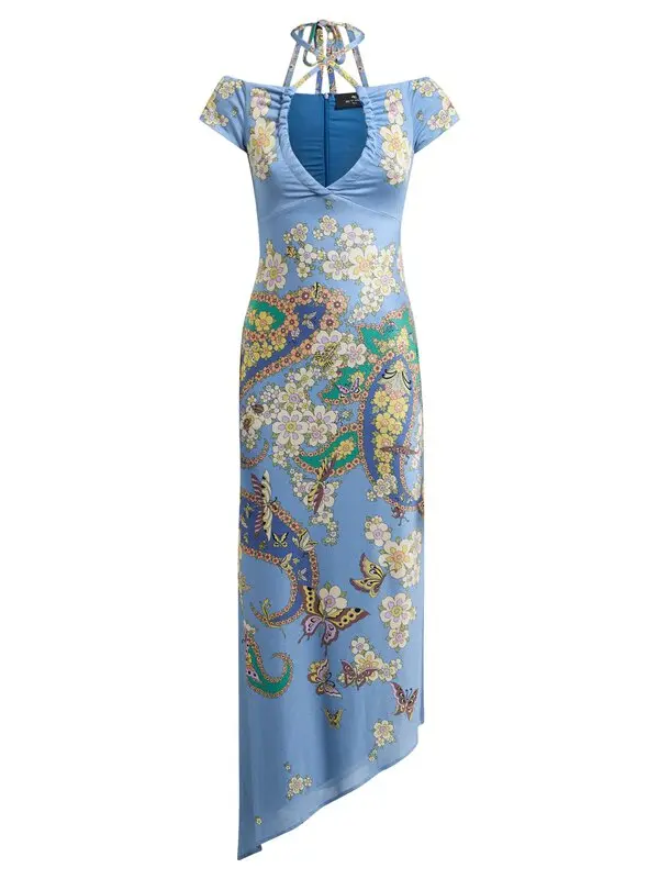 Etro Off-the-shoulder Printed Midi Dress - Blue