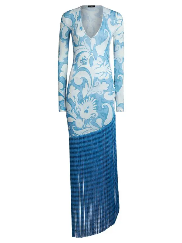 Etro Fringed Metallic Knit Maxi Dress - Multi