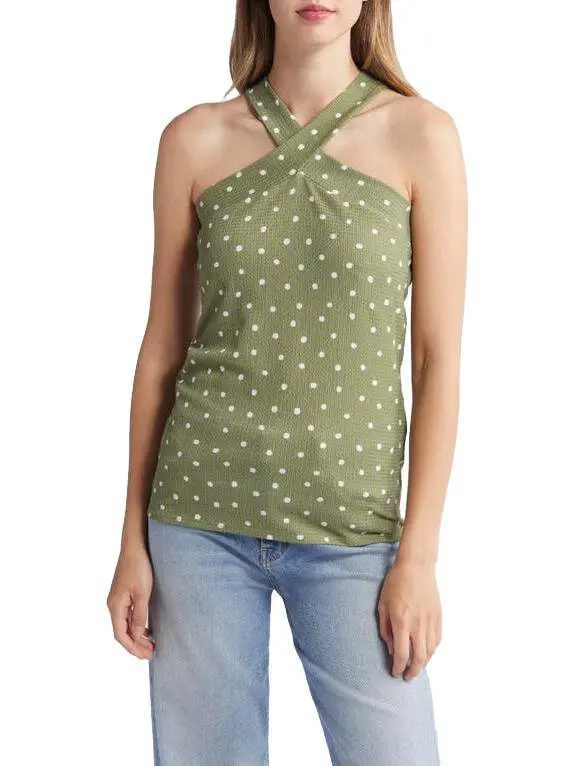 Loveappella Polka Dot Halter Top - Sage
