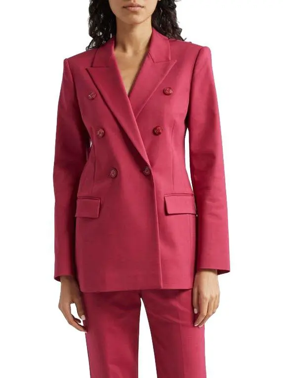 Emporio Armani Cotton Couture Double-breasted Blazer - Solid Dark Red