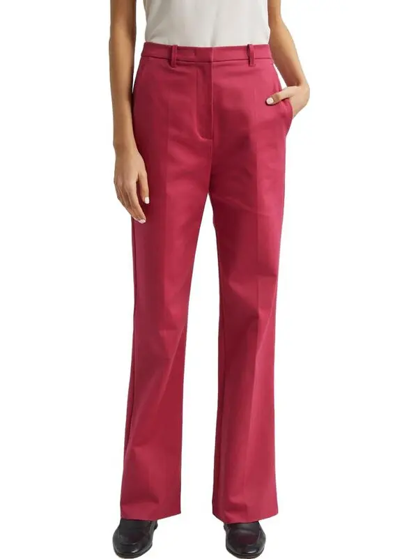 Emporio Armani Cotton-blend Flare Pants - Solid Dark Red