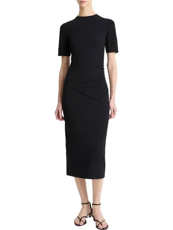 Vince Short Sleeve Midi Dress - Black