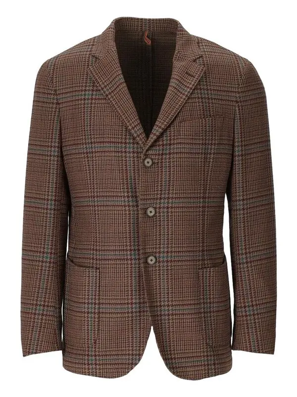 SANTANIELLO Tartan Single Breasted Jacket - Brown