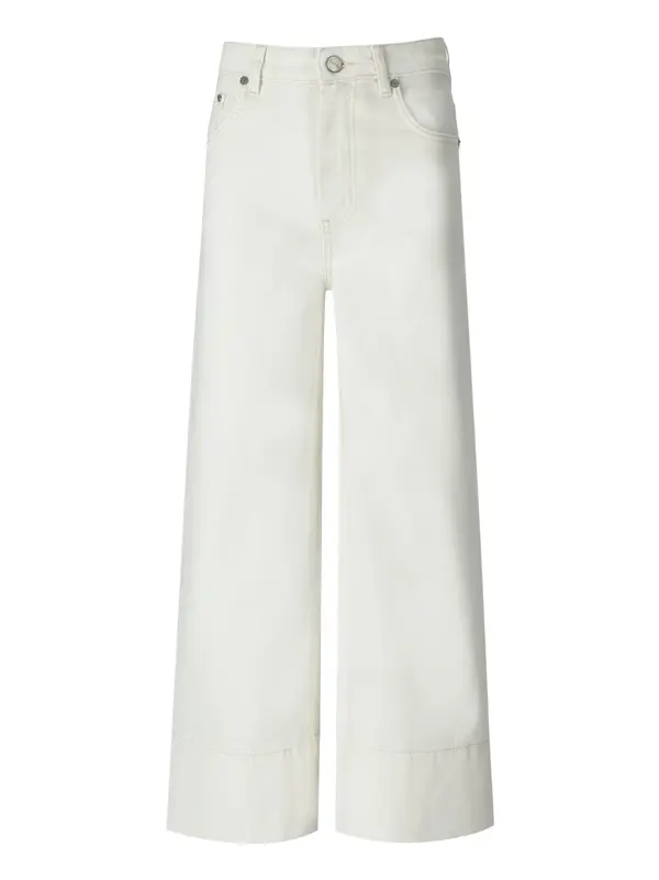 GANNI Cropped Wide Leg Jeans - White