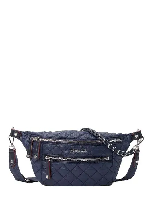 Mz Wallace Small Crosby Quilted Nylon Convertible Sling Bag - Navy