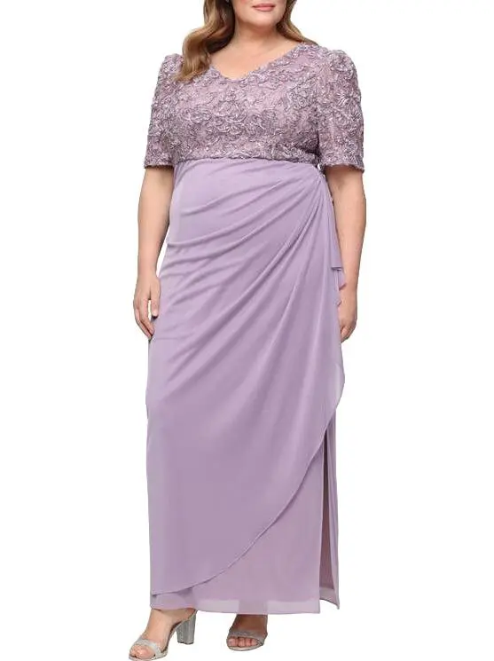 Alex Evenings Embellished Soutache Bodice Gown - Wisteria