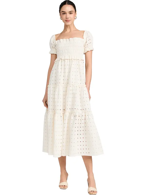 O.P.T Eyelet Bobi Dress - Ivory