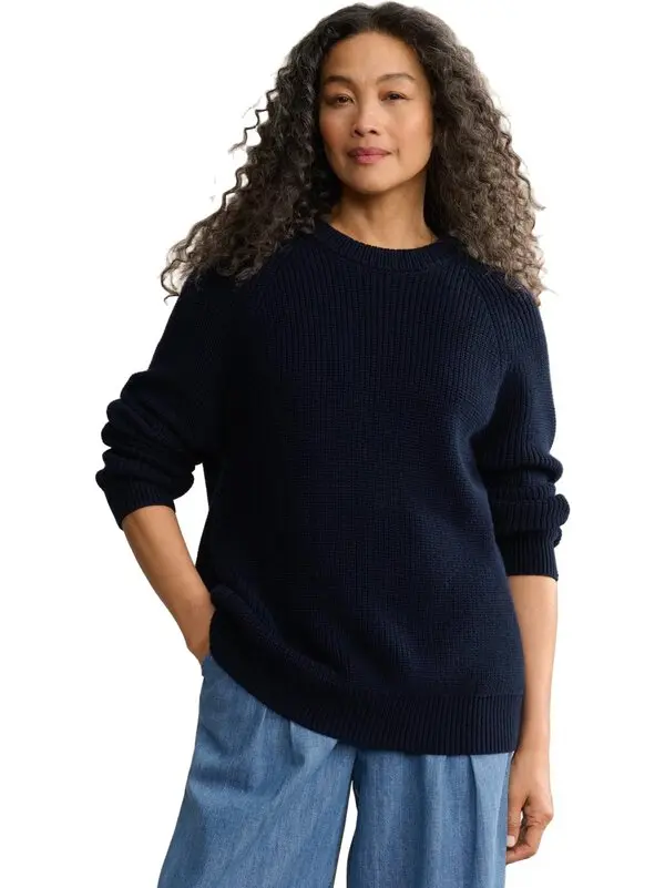Jenni Kayne Oversized Cotton Fisherman Sweater - Navy