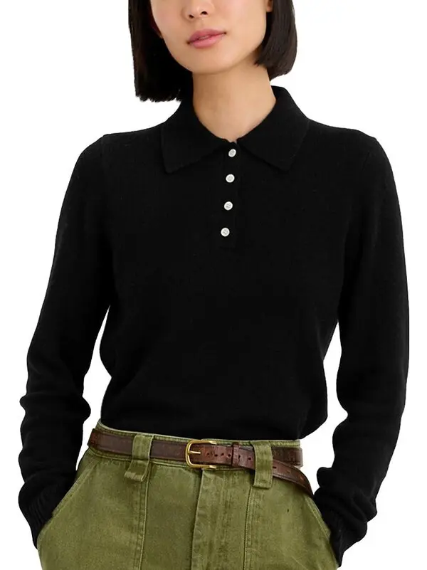 ALEX MILL Alice Cashmere Polo Sweater - Black