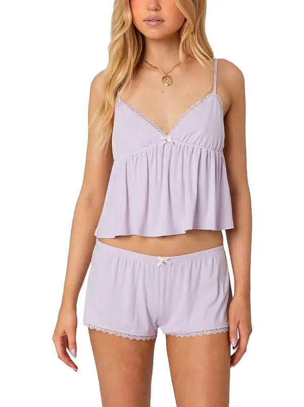 EDIKTED Buffy Babydoll Tank Top - Lilac