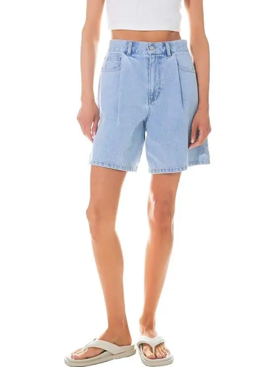 GREY LAB High-waist Wide-leg Denim Shorts - Light Denim