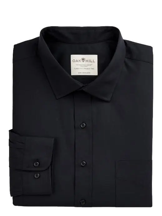 OAK HILL BY DXL Big & Tall Broadcloth Dress Shirt - Black