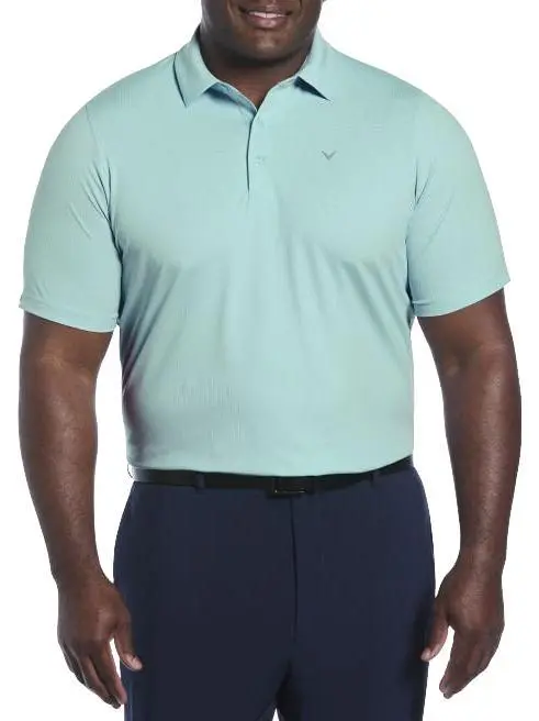 CALLAWAY Big & Tall Classic Jacquard Golf Polo Shirt - Aquifer