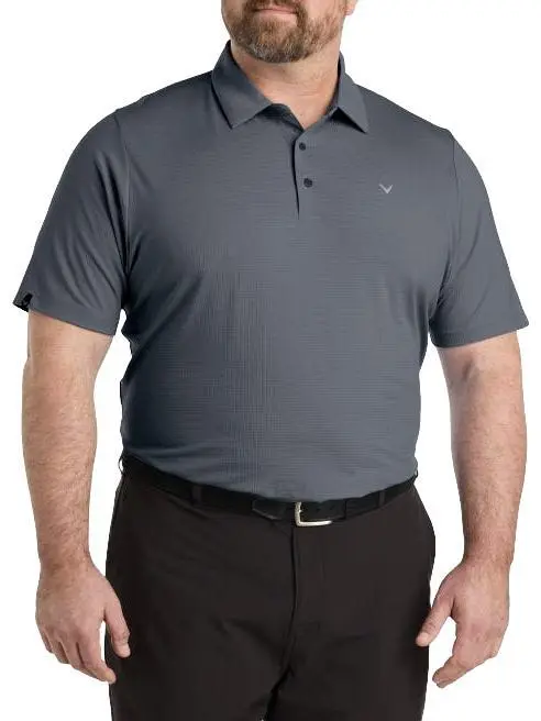 CALLAWAY Big & Tall Classic Jacquard Golf Polo Shirt - Caviar