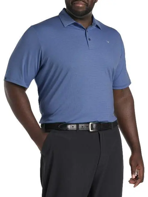 CALLAWAY Big & Tall Classic Jacquard Golf Polo Shirt - Peacoat Htr