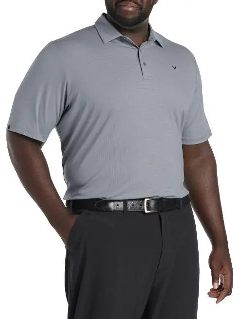 CALLAWAY Big & Tall Classic Jacquard Golf Polo Shirt - Quiet Shade Heather