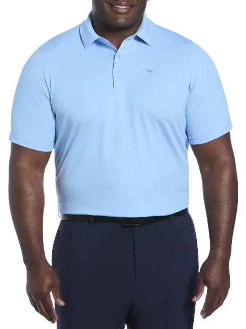 CALLAWAY Big & Tall Classic Jacquard Golf Polo Shirt - River Blue