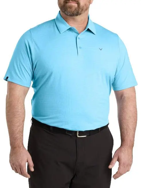 CALLAWAY Big & Tall Classic Jacquard Golf Polo Shirt - River Blue