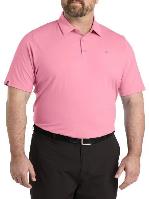 CALLAWAY Big & Tall Classic Jacquard Golf Polo Shirt - Strawberry Pink