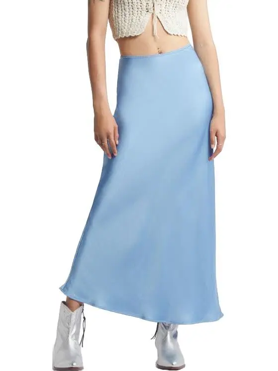 Bp. Satin Midi Skirt - Blue Topsail