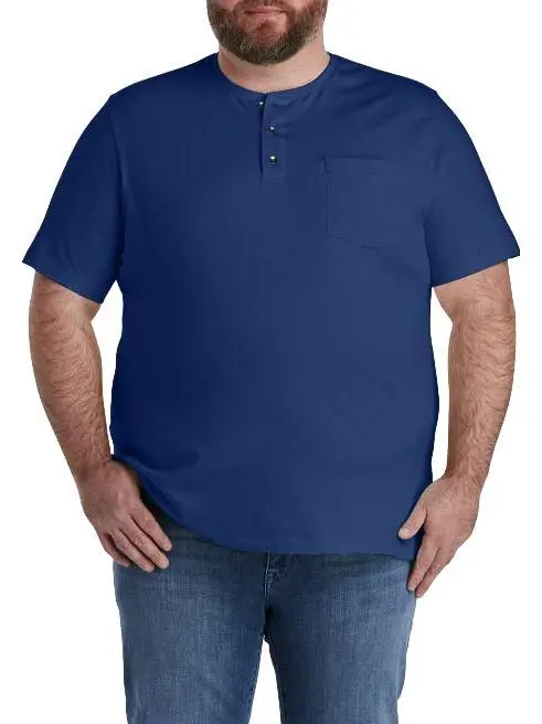 HARBOR BAY BY DXL Slub Henley Shirt - Blue Depths