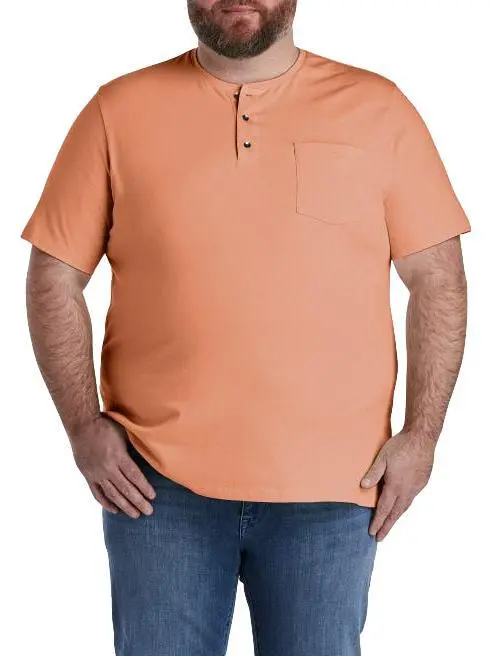 HARBOR BAY BY DXL Slub Henley Shirt - Copper Tan