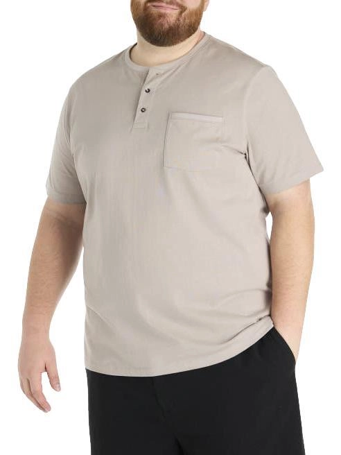 HARBOR BAY BY DXL Slub Henley Shirt - Drizzle