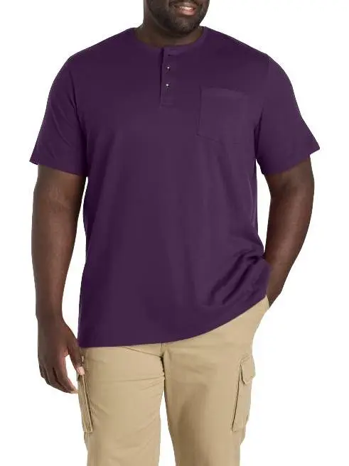 HARBOR BAY BY DXL Big & Tall Slub Henley Shirt - Italian Plum
