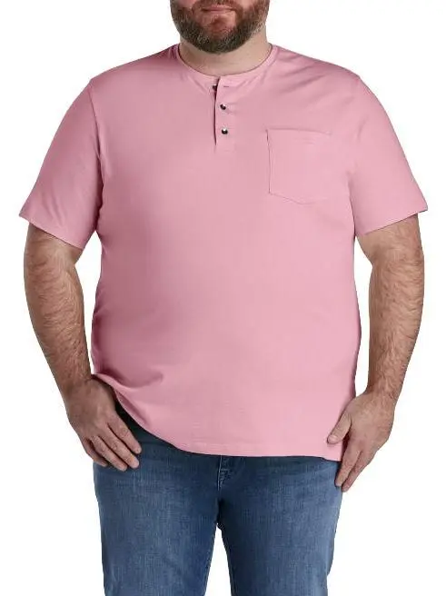 HARBOR BAY BY DXL Slub Henley Shirt - Rose Elegance
