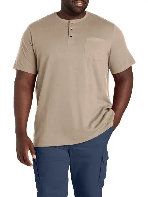 HARBOR BAY BY DXL Slub Henley Shirt - White Pepper