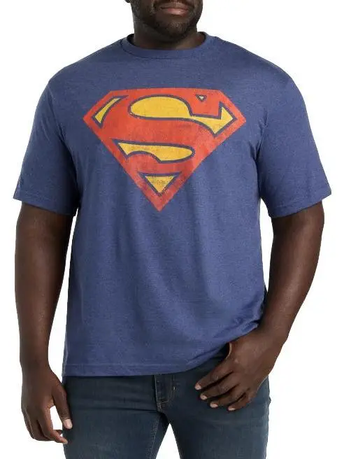 TRUE NATION BY DXL Big & Tall Classic Superman Logo Graphic Tee - Navy Heather