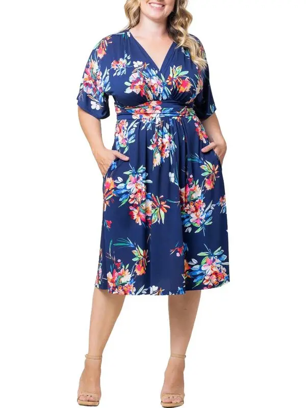 KIYONNA Gia Floral Midi Dress - Belize Blooms