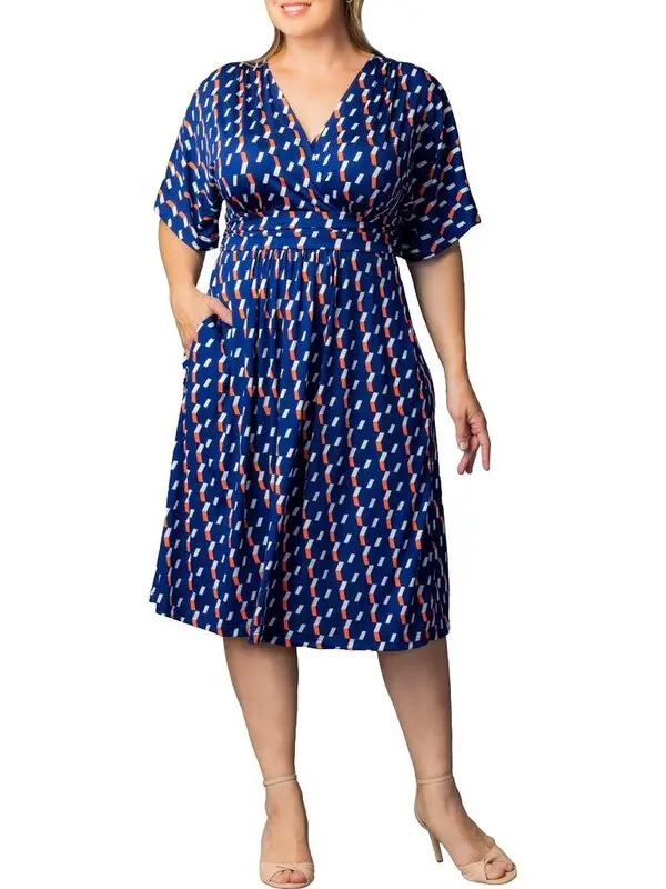 KIYONNA Gia Floral Midi Dress - Navy Multi