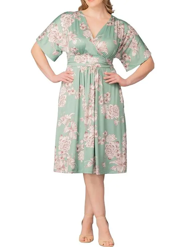 KIYONNA Gia Floral Midi Dress - Sage Garden Print
