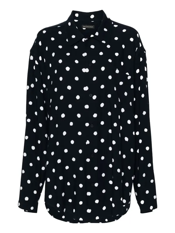 Balenciaga Long-sleeved Polka Dot Shirt - Blue