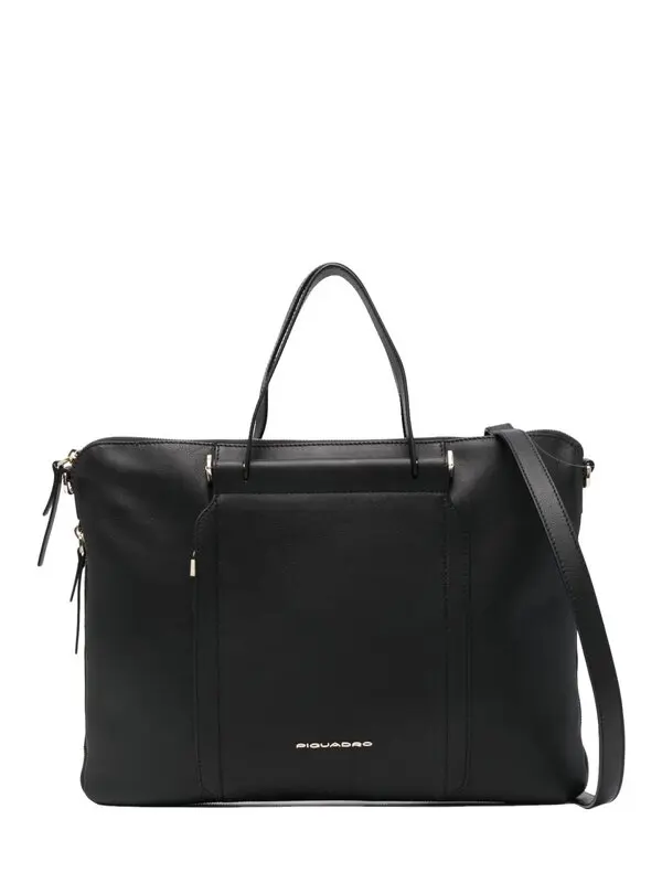 PIQUADRO Leather Laptop Bag - Black