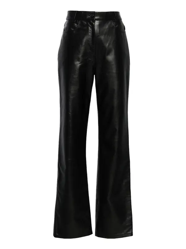 TOTEME Straight Leather Trousers - Black