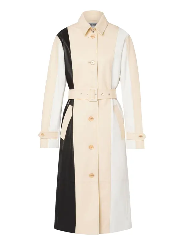 Moschino Colour-block Leather Coat - White