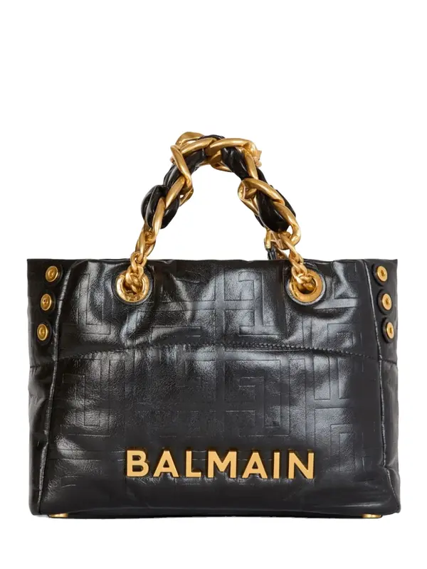 Balmain 1945 Soft Leather Tote - Black