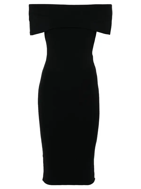 MURMUR Ellipse Off-shoulder Midi Dress - Black
