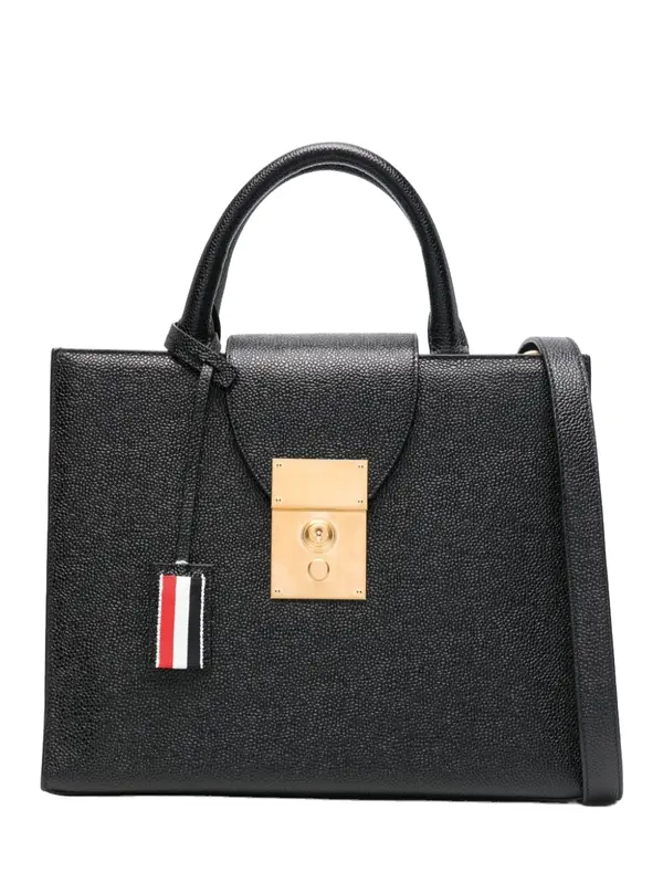 Thom Browne Small Mr. Thom Leather Tote Bag - Black
