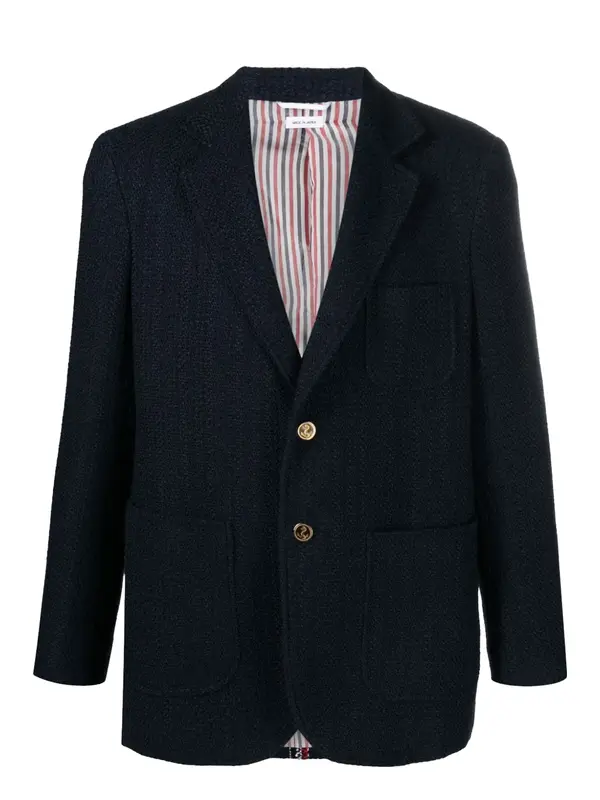 Thom Browne Tweed Single-breasted Blazer - Blue
