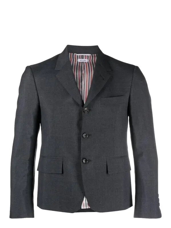 Thom Browne Single-breasted Wool Blend Blazer - Grey