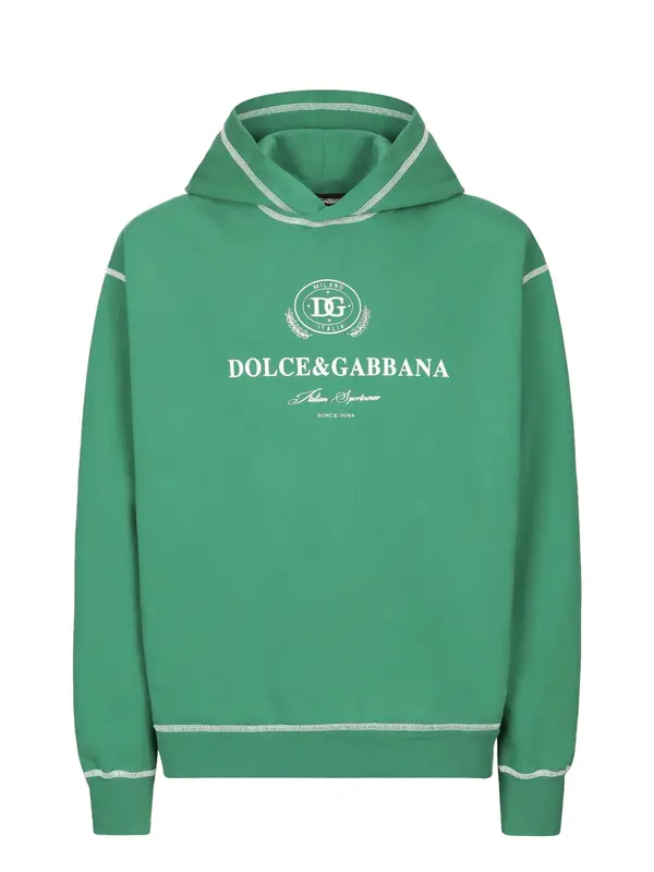 Dolce & Gabbana Logo-print Cotton Hoodie - Green