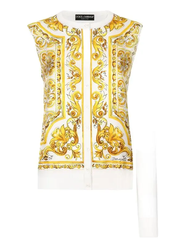 Dolce & Gabbana Majolica Silk Cardigan - White