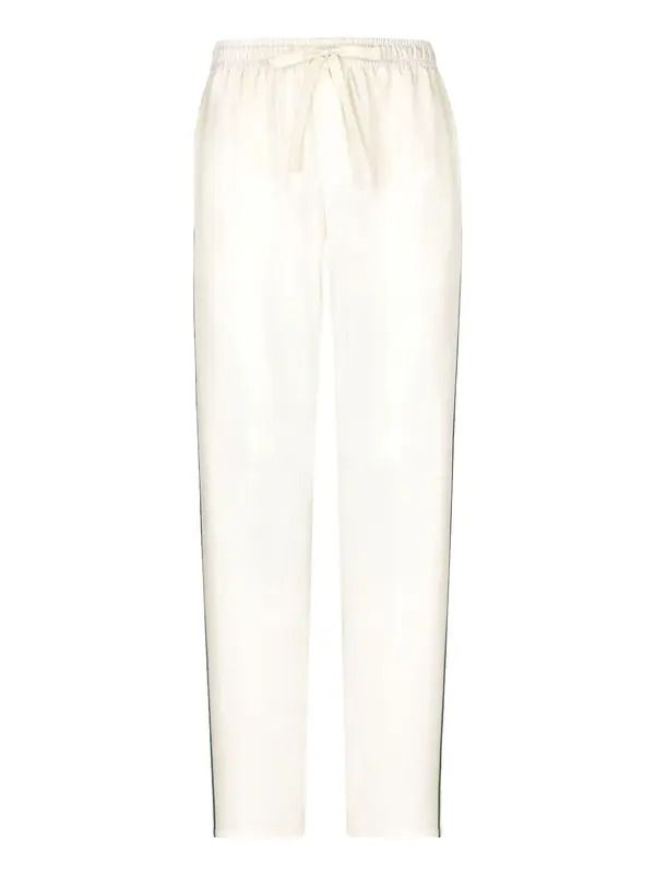 Dolce & Gabbana Logo-embroidered Silk Trousers - White